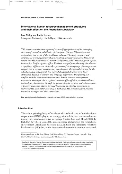 Pdf International Performance Management