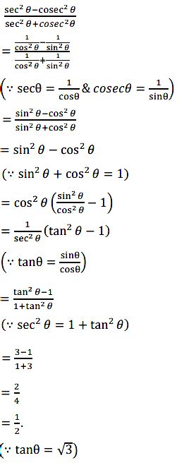 If Tanθ √3 Then Find Sec 2θ−cosec 2θ Sec 2θ Cosec 2θ Sarthaks Econnect Largest