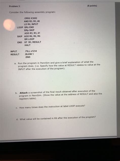 Solved Problem 3 8 Points Consider The Following Assembly