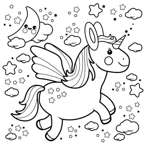 Μονόκερος σε ένα ουράνιο τόξο Χρωματίζοντας σελίδες Το όνειρο έρχεται αληθινό κείμενο Σχέδιο για