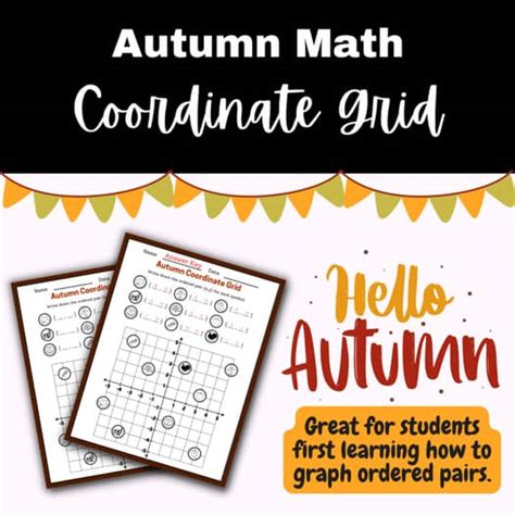 Autumn Fall Coordinate Grid Worksheet 4 Quadrants Tpt