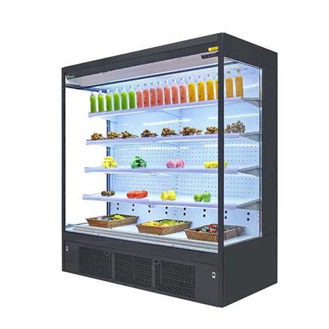 Hypermarket Multi Deck Air Open Fridge For Beverages Fruits Vegetables Open Display