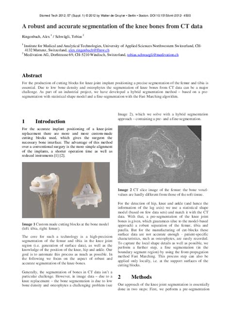 Pdf A Robust And Accurate Segmentation Of The Knee Bones From Ct Data