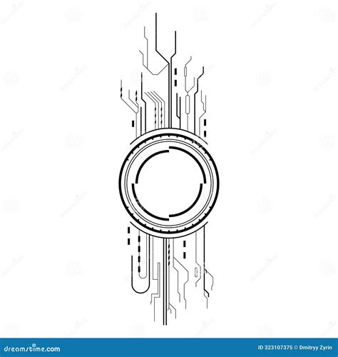 Abstract Black Simple Line Cpu Computer Technology Doodle Outline