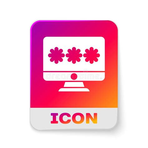 White Monitor With Password Notification Icon Isolated On White