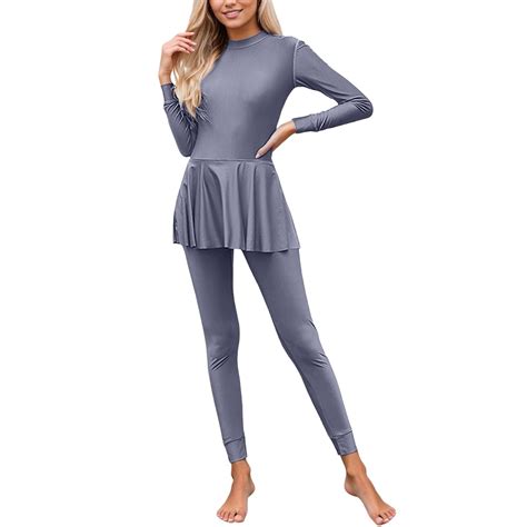 Afdoent Women One Piece Swimsuits Full Coverage Long Sleeve Swimsuit For Sun Swimwear Beach