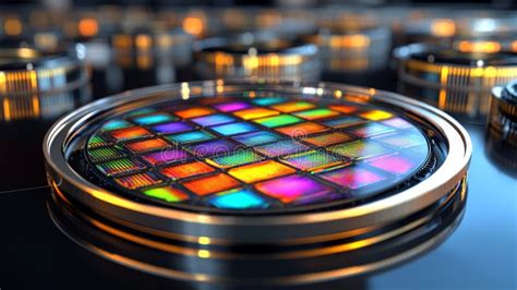 Advanced Wafer Inspection Machine Illuminated With Glowing Blue And