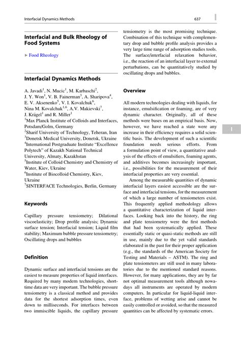 Pdf Interfacial Dynamics Methods