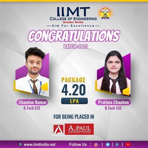 Iimt Group Of Colleges On Linkedin Congratulations Iimtindia Iimtian Placement