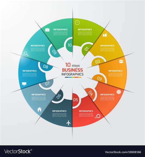 10 options pie chart circle infographic template vector image
