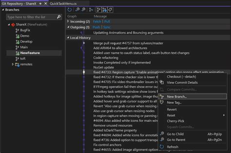 Browse Repos Compare Branches And Commits Visual Studio Windows