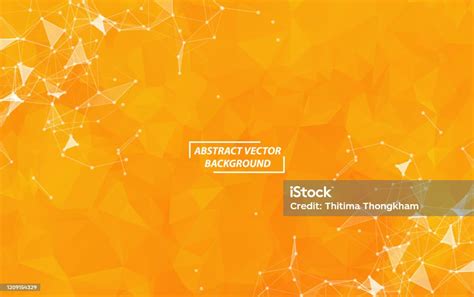 점과 선을 연결하는 추상 오렌지 다각형 공간 배경 기하학적 다각형 배경 분자 및 통신 과학 화학 생물학 의학 기술의 개념 0명에 대한 스톡 벡터 아트 및 기타 이미지