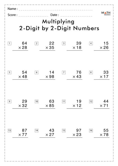 Multi Digit Multiplication Worksheets Math Monks