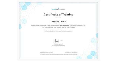 Leelavathi N V On Linkedin Successfully Completed The Web Development