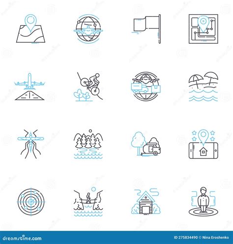 Map Based Navigation Linear Icons Set GPS Navigation Directions