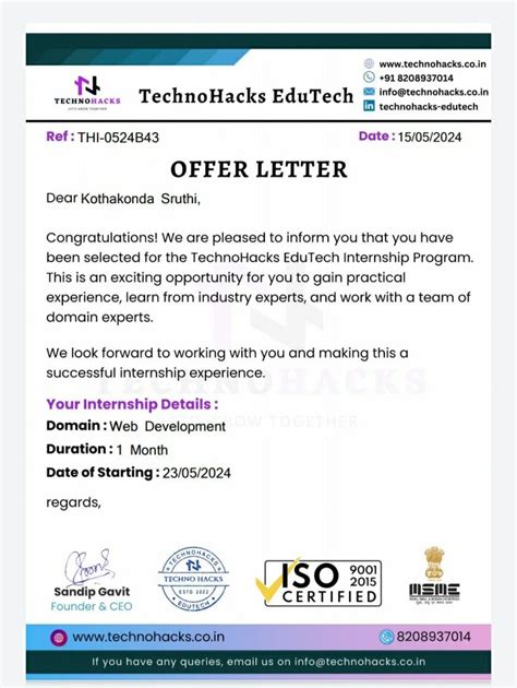 Sruthi Kothakonda On Linkedin Webdevelopment Internship Innovation