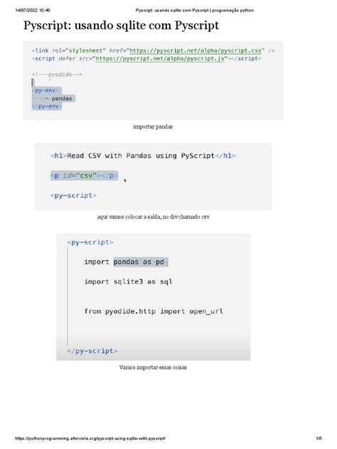 Pyscript Usando Sqlite Com Pyscript Programação Python Pdf