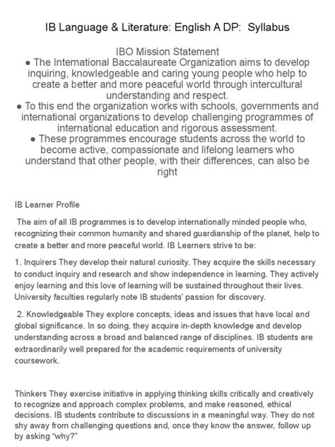 Lang Lit Syllabus Pdf Learning Integrity