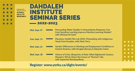 Join Us This September For Our Global Health Research Seminar Series Dahdaleh Institute For