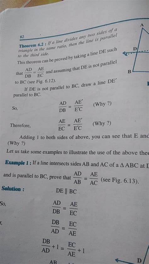 82 Theorem 6 2 If A Line Divides Any Two Sides Of A Triangle In The Sa