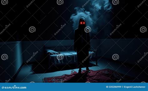 Halloween Spooky Figure Standing In Eerie Dark Bedroom Ai Generation