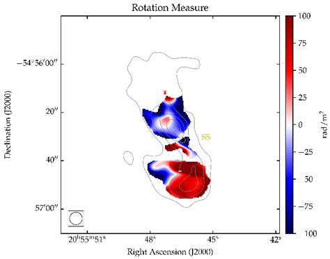 Rotation Measure Image Computed From 55 Ghz And 90 Ghz Atca Data