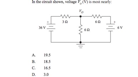 Solved In The Circuit Shown Voltage Vo V Is Most Nearly