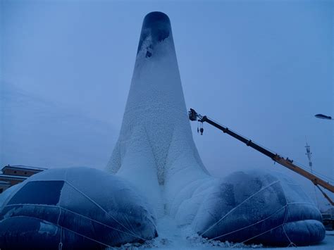 Worlds Tallest Ice Tower Built With The Shape Of A Flamenco Dress