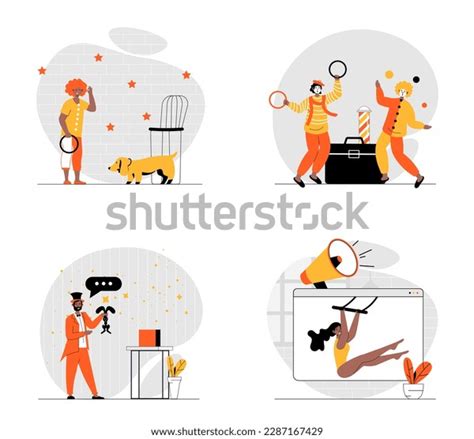 Circus Artists Concept Character Set Collection Stock Vector Royalty Free 2287167429