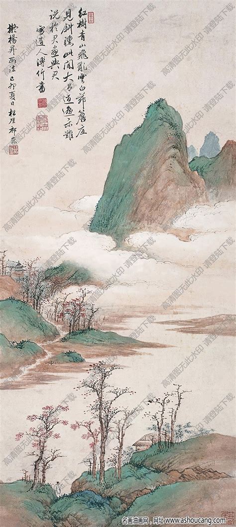 溥伒国画作品 拟古山水 高清下载 名画油画网