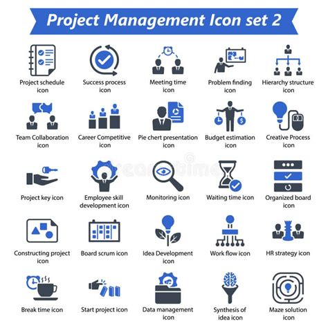 Project Management Icon Set 2 Stock Vector Illustration Of Group Estimation 298614910