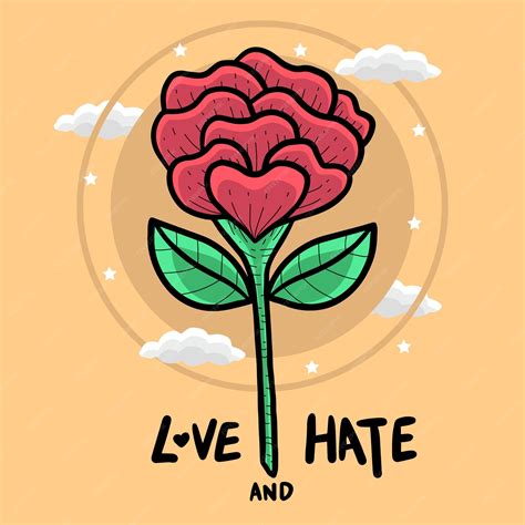 Premium Vector Love And Hate Flower Rose Illustration