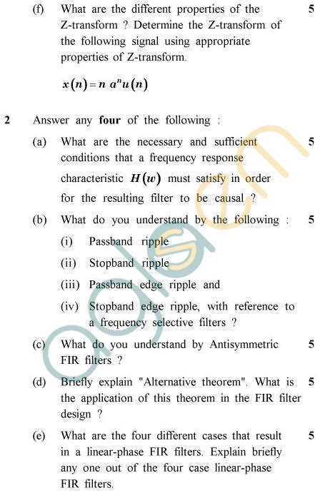 Aktu Btech Question Paper Ec 801 Digital Signal Processing