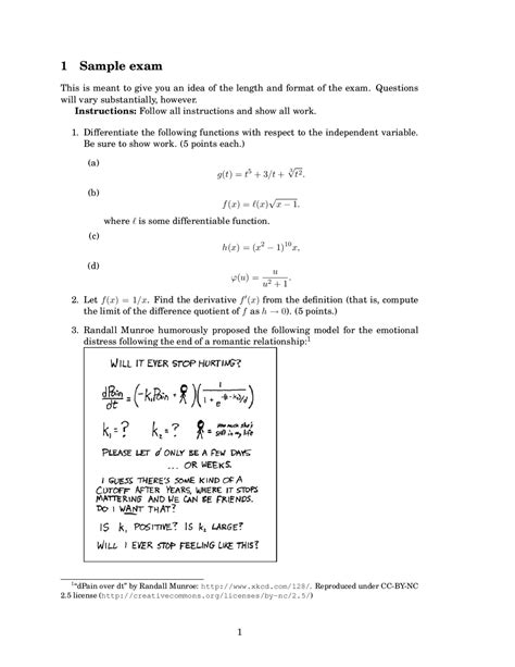 14 Questions For Sample Final Exam Calculus For Biological Sciences