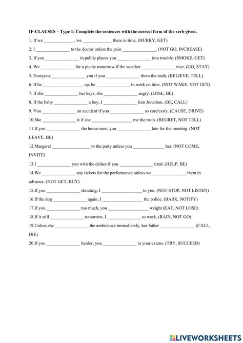 If Clause 1 Online Exercise For Live Worksheets