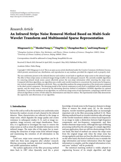 Pdf An Infrared Stripe Noise Removal Method Based On Multi Scale Wavelet Transform And