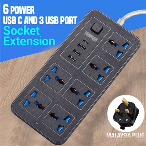Usb C 3 Usb Port 6 Universal Power Strip Extension Plug Power Socket Electric Sockets Elektrik