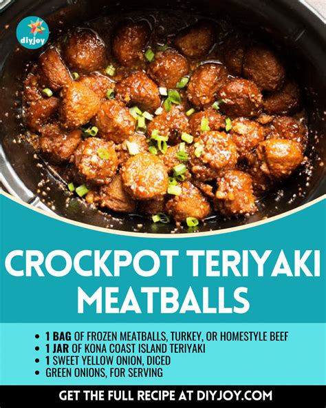 4 Ingredient Crockpot Teriyaki Meatballs Recipe Diy Joy
