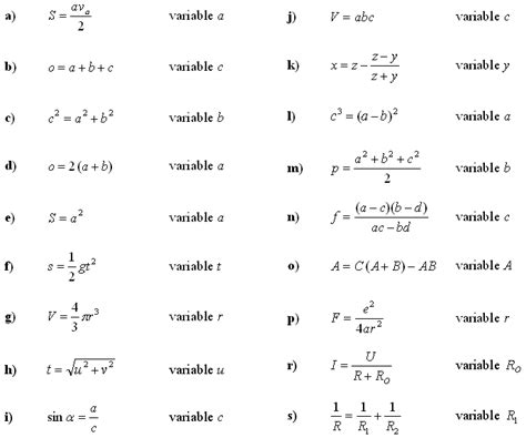 Math Exercises And Math Problems Expression Of An Unknown Variable From