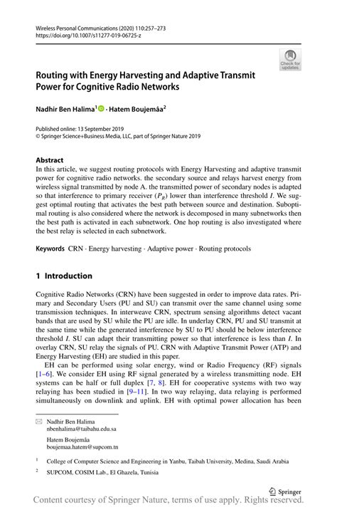 Routing With Energy Harvesting And Adaptive Transmit Power For Cognitive Radio Networks