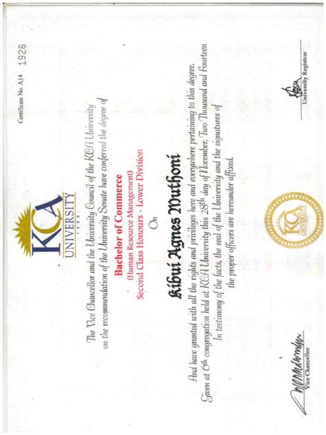 Kca Degree Certificate Pdf