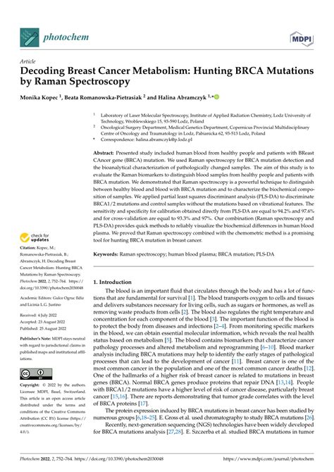 Pdf Decoding Breast Cancer Metabolism Hunting Brca Mutations By