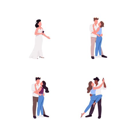 Conjunto De Caracteres Sin Rostro De Color Plano De Pareja Vector Premium