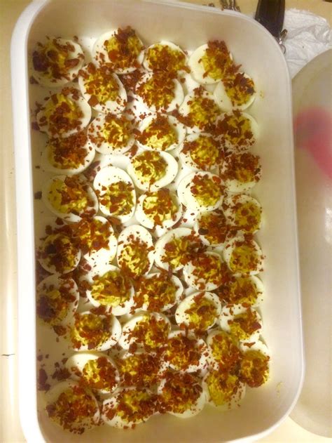 Deviled Eggs With Bacon Bits Bacon Deviled Eggs Food Bacon Bits