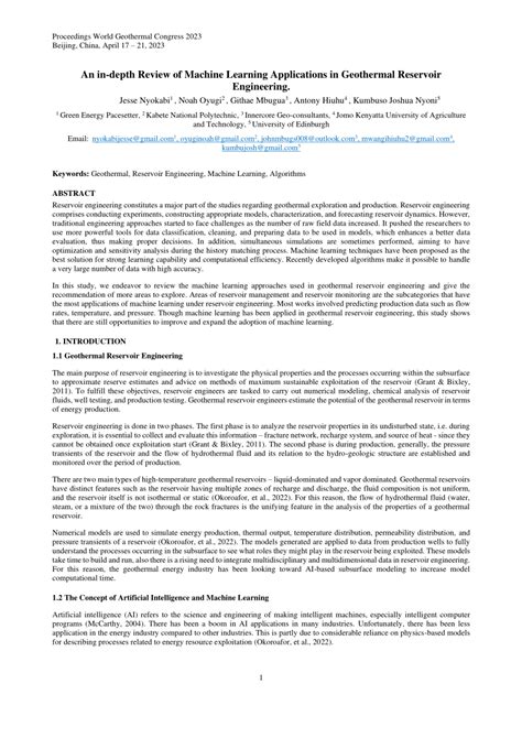 Pdf An In Depth Review Of Machine Learning Applications In Geothermal Reservoir Engineering