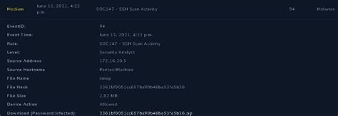 ⭐ soc147 — ssh scan activity huseyn aghazada medium