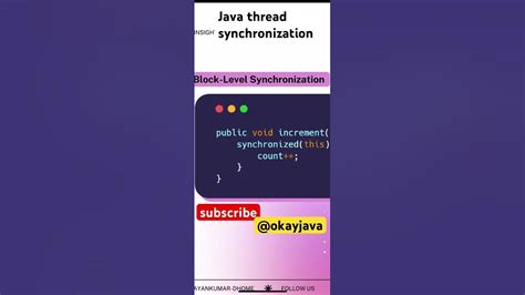 Java Thread Synchronization Method Level Block Level Static Synchronization Okayjava
