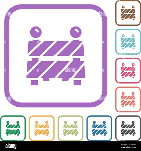 Road Barrier Simple Icons In Color Rounded Square Frames On White Background Stock Vector Image