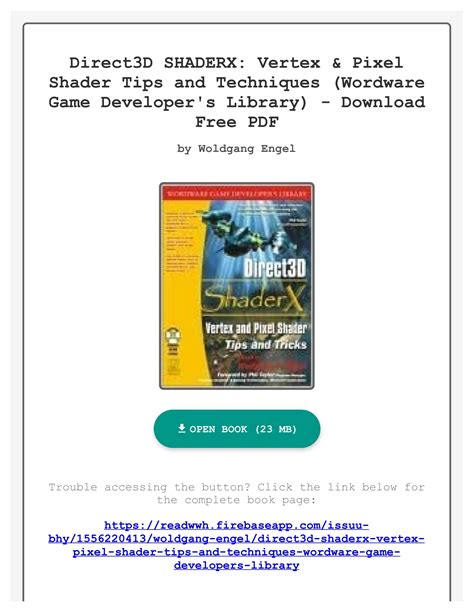 [pdf] direct3d shaderx vertex and pixel shader tips and techniques