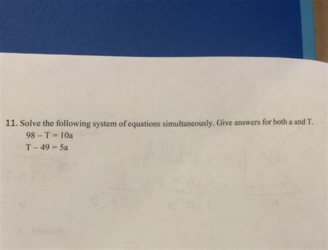 Solved 11 Solve The Following System Of Equations Chegg Com